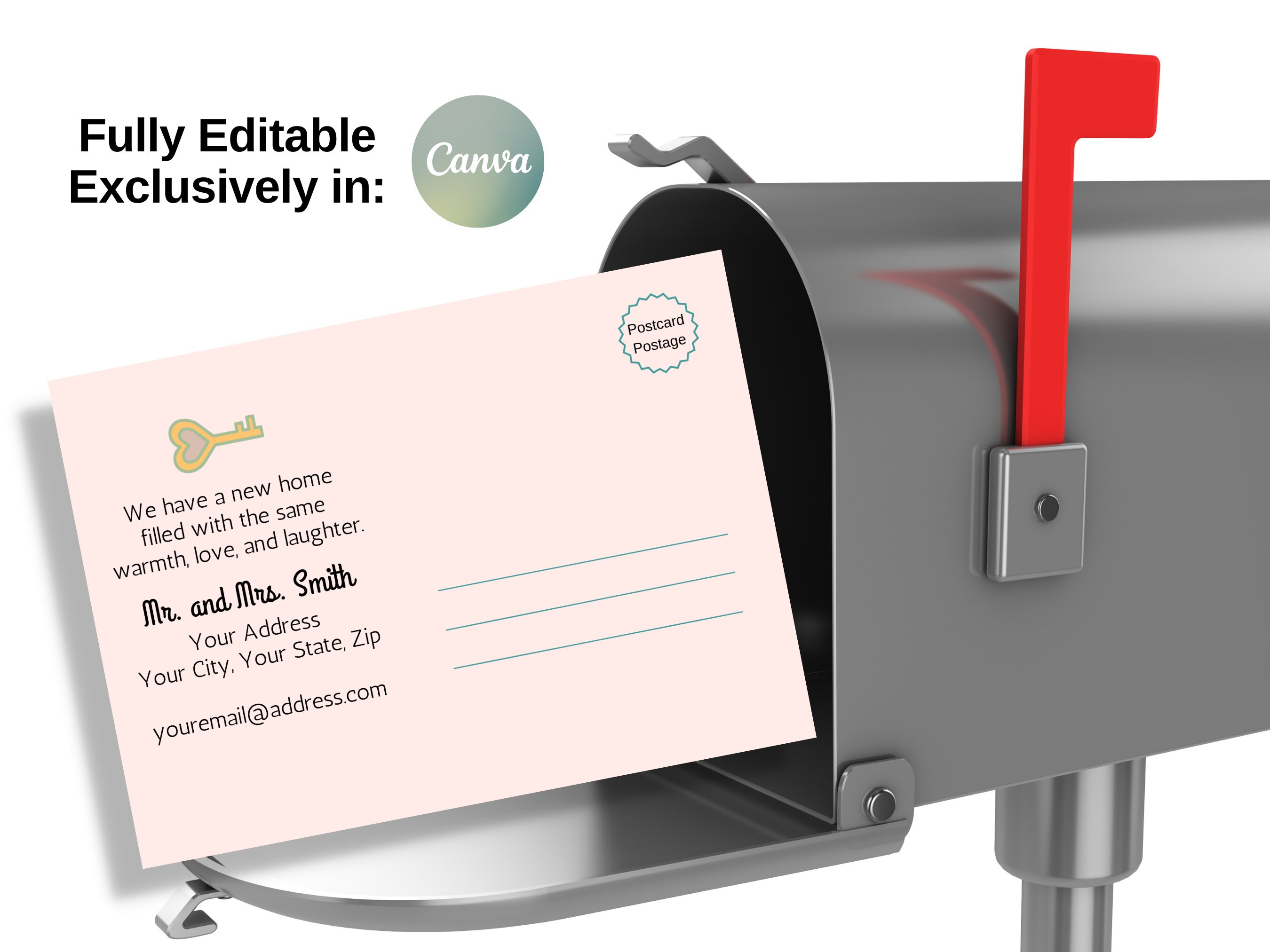 Editable Moving Postcard, New Address Mailer, Fully Personalize in ...