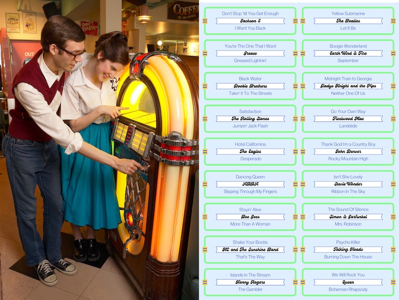 Editable Retro Jukebox Labels, Song and Artist Label, Customize With ...