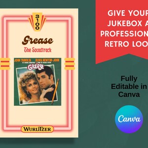 Editable Wurlitzer Jukebox Labels, Retro Album and CD Labels, Customize ...