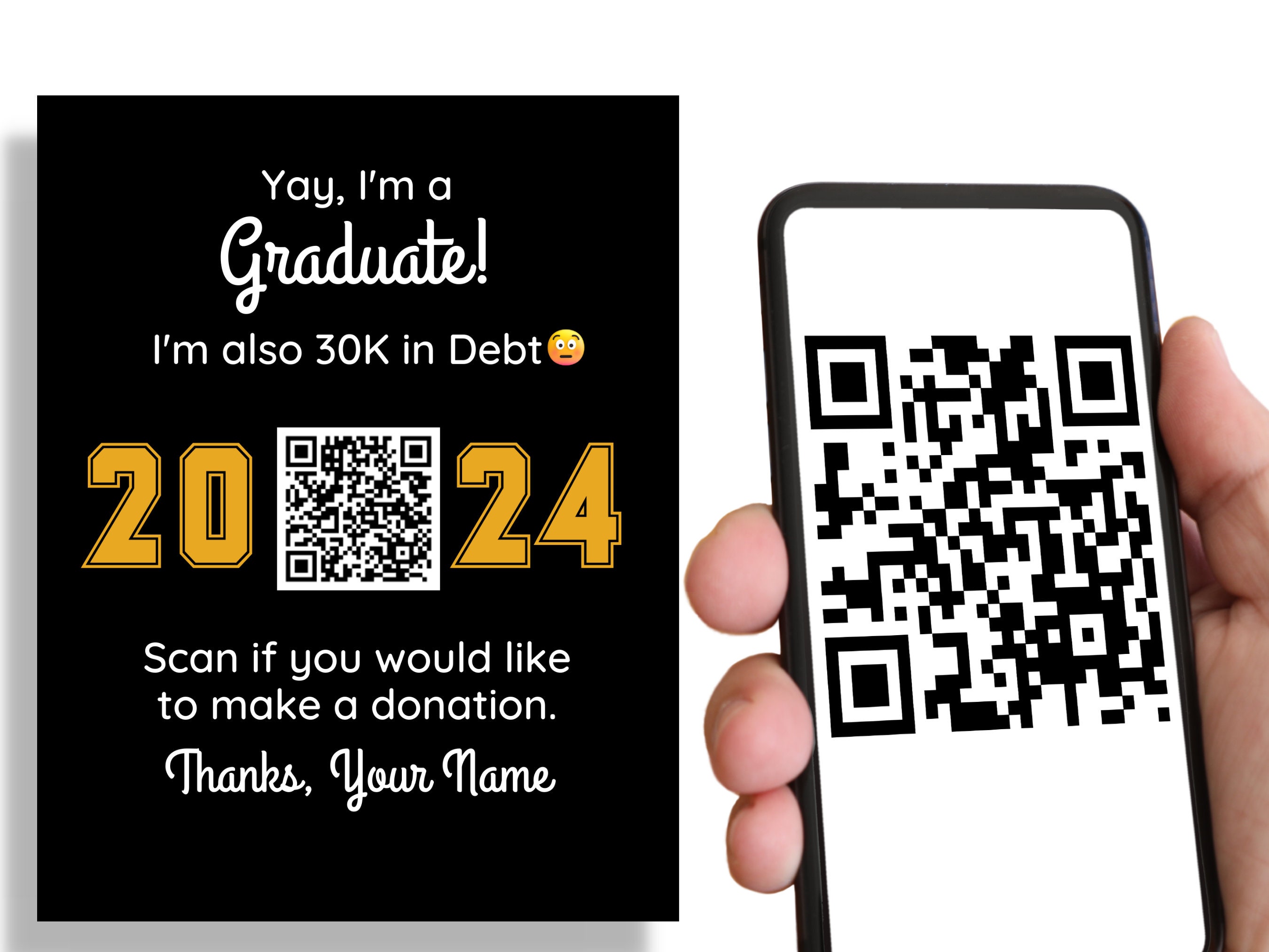 Editable Graduation Gift Donation Sign, Humorous Go Fund Me Gift ...