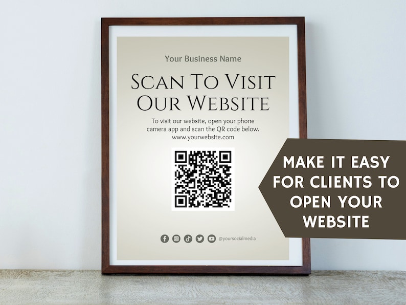 Website QR Code Scan Sign, Customizable Printable Template, Fully ...