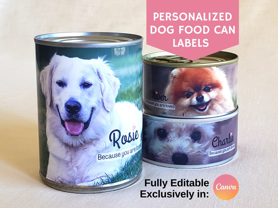 Personalized Dog Food Can Label, Unique Pet Gift, Doggie Day Care Label ...