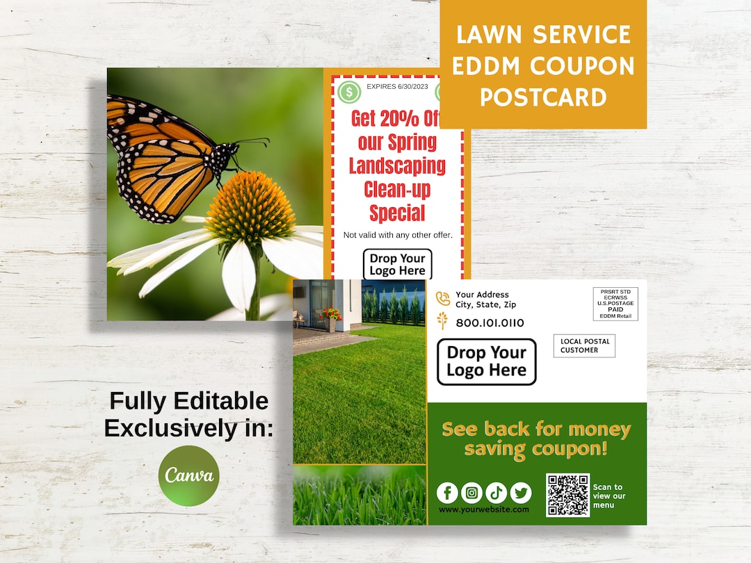 Lawn Service EDDM Postcard, Coupon Marketing Mailer, Fully Editable ...