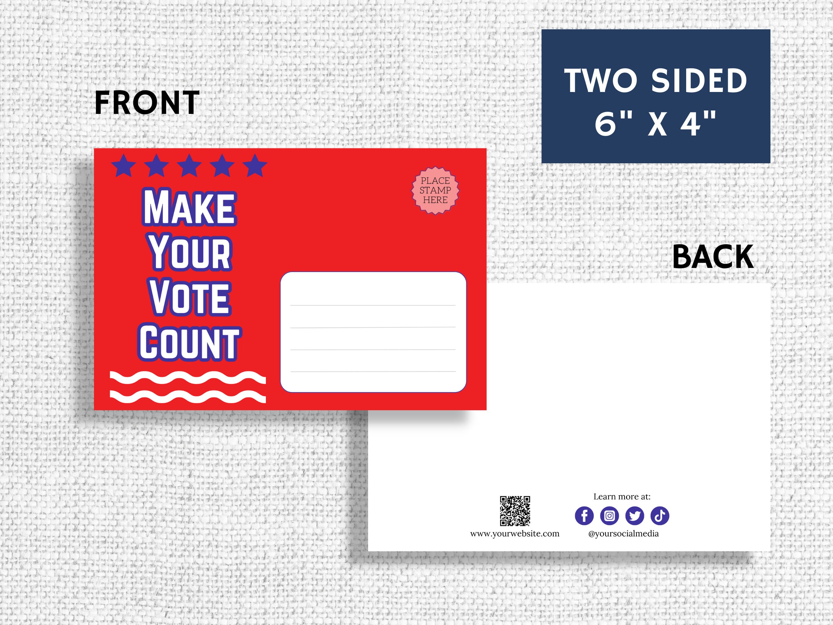 Editable Voter Postcard Bundle 4 Pack, With Space to Write Personal ...