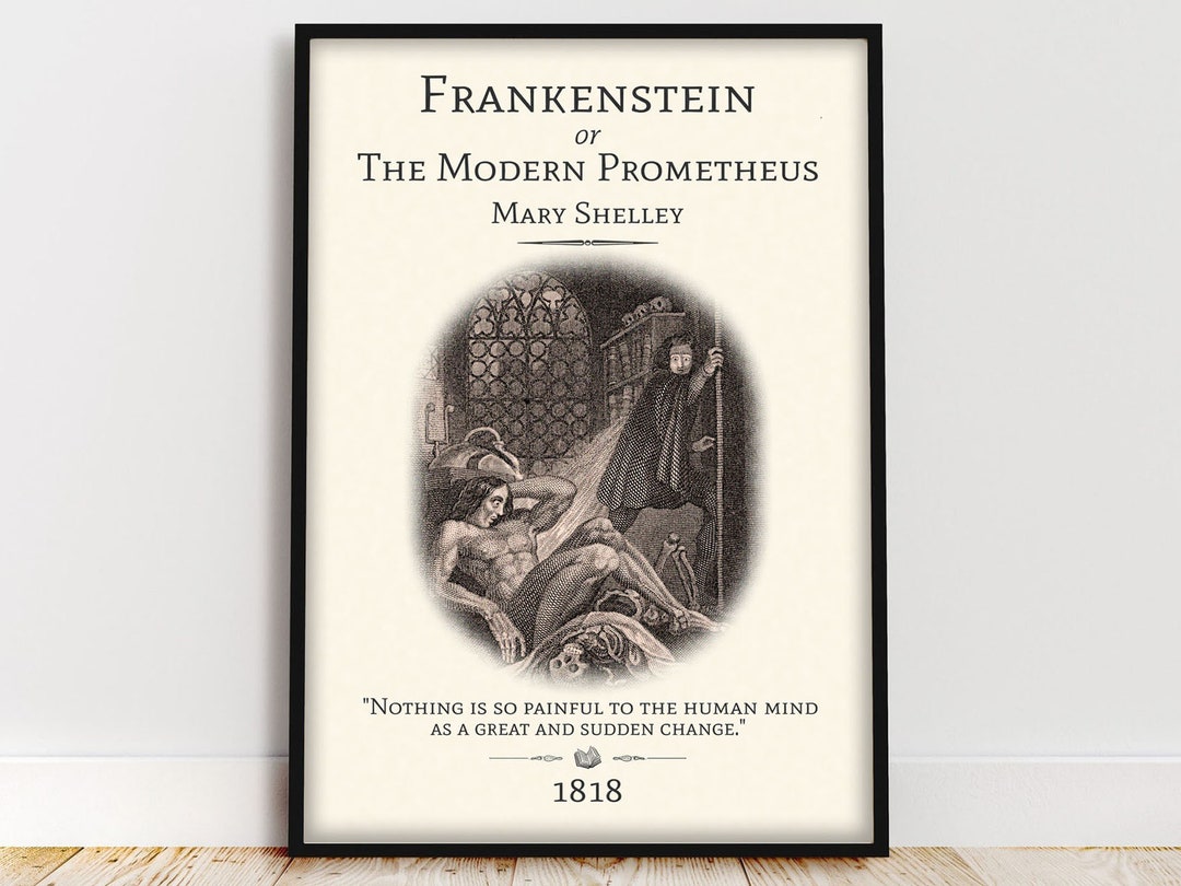 Frankenstein Book Poster, Mary Shelley Dark Academia Book Quote Wall ...