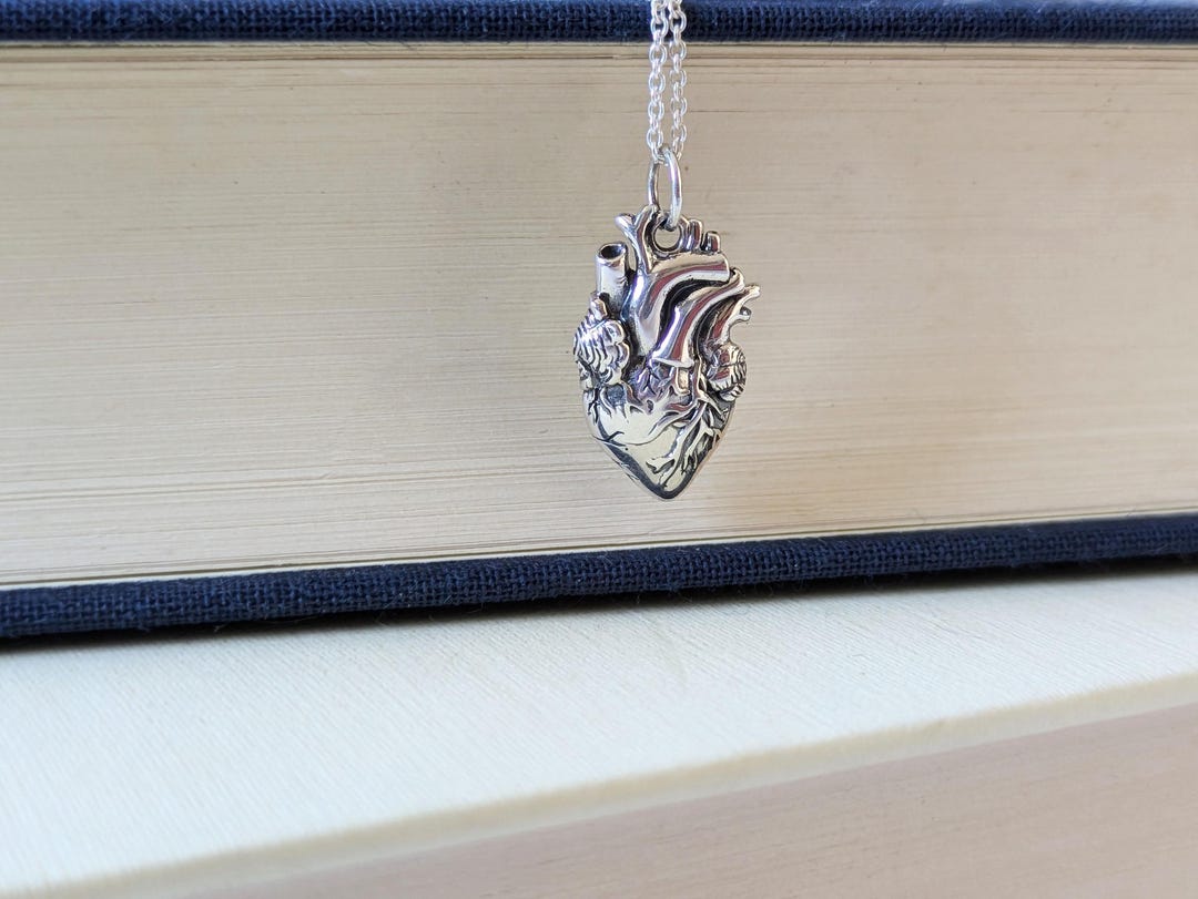 Anatomical Heart Book Necklace, Sylvia Plath Silver Charm Necklace ...