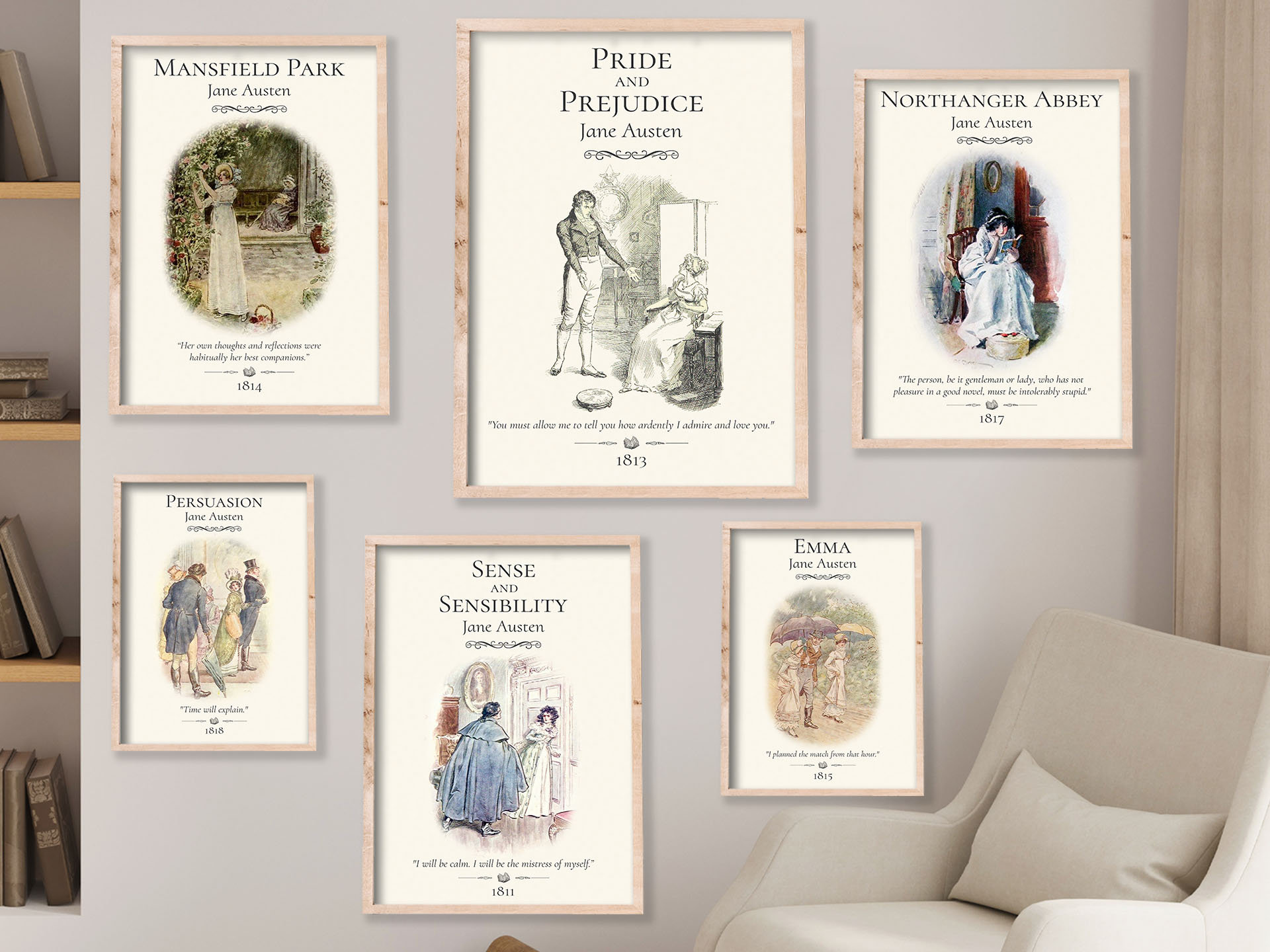 Jane Austen Full Collection Poster Pack Light Academia - Etsy UK