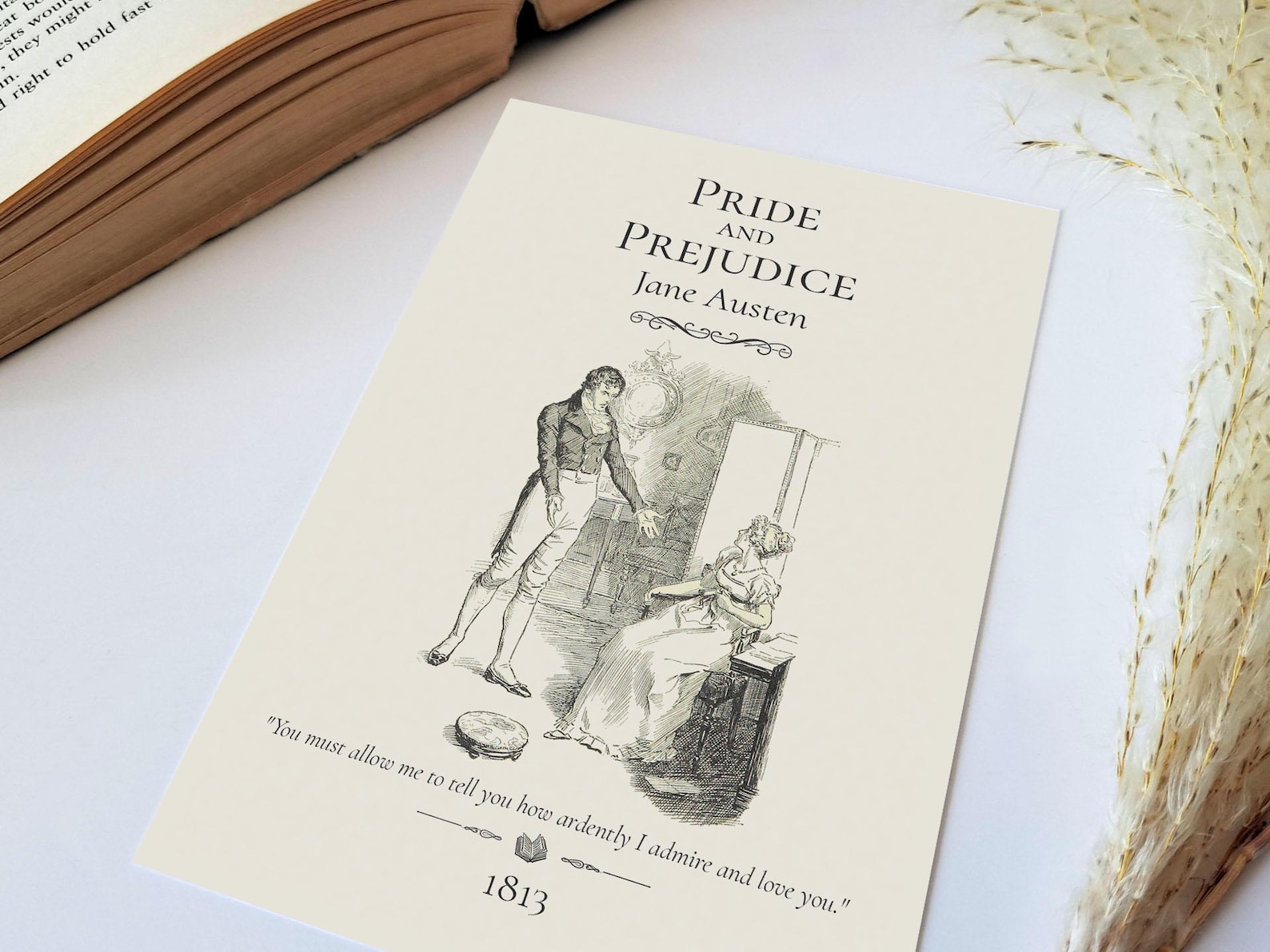 Pride and Prejudice Book Poster, Jane Austen Book Quote Wall Art, Light ...