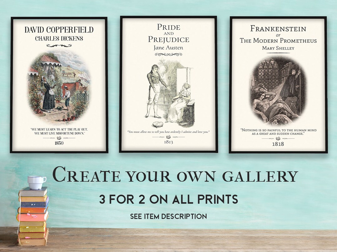 Set of 3 Prints Special Offer, Book Posters for Bookish Reading Nook ...