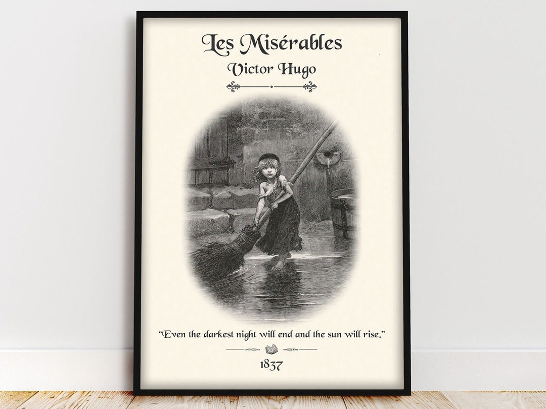 Les Misérables Book Poster, Victor Hugo Book Quote Wall Art, Dark ...