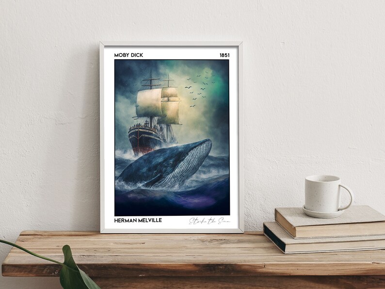 Moby Dick Book Poster Dark Academia Bookish Decor Literary - Etsy