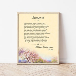 Sonnet 18 - William Shakespeare Poetry Wall Art - Etsy UK