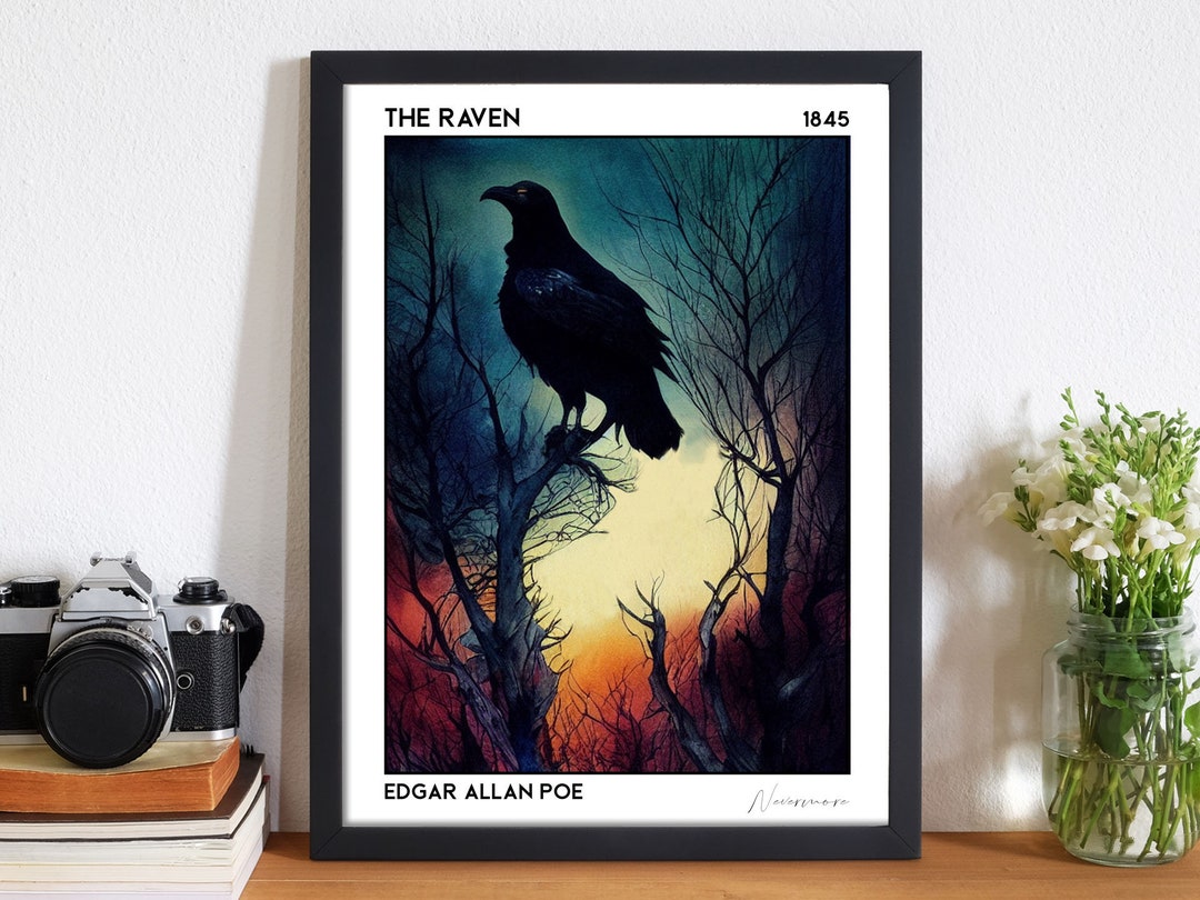 The Raven Edgar Allan Poe Art Poem Print, Dark Academia Decor Book ...