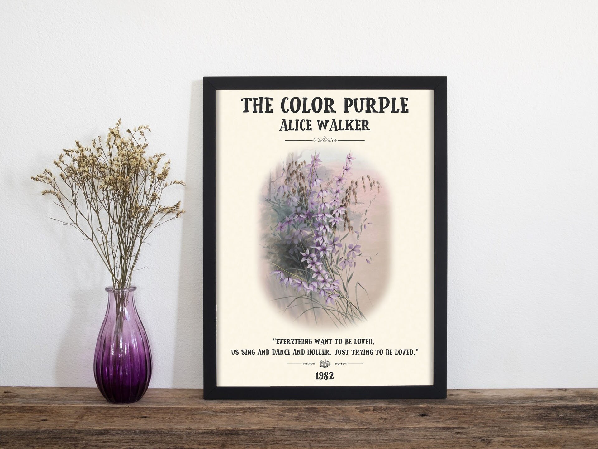 The Color Purple Feminist Poster Wildflower Book Cover Art | Etsy