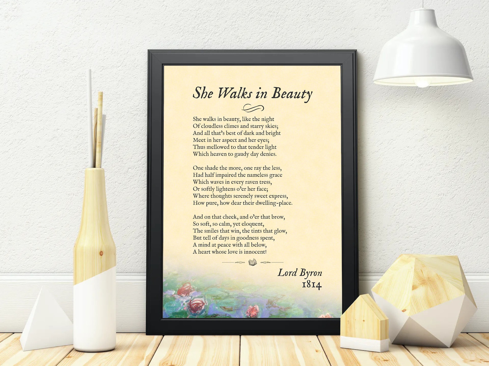 She Walks in Beauty Lord Byron Poetry Wall Art - Etsy