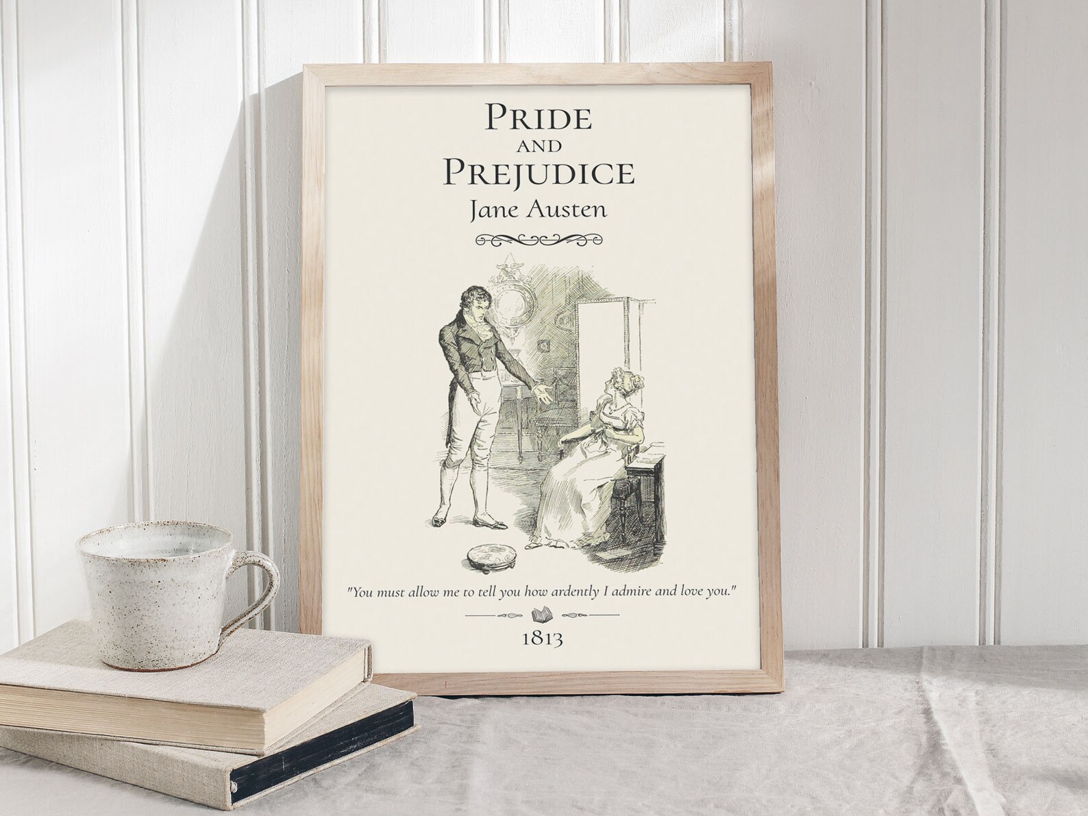 Pride and Prejudice Book Poster, Jane Austen Book Quote Wall Art, Light ...