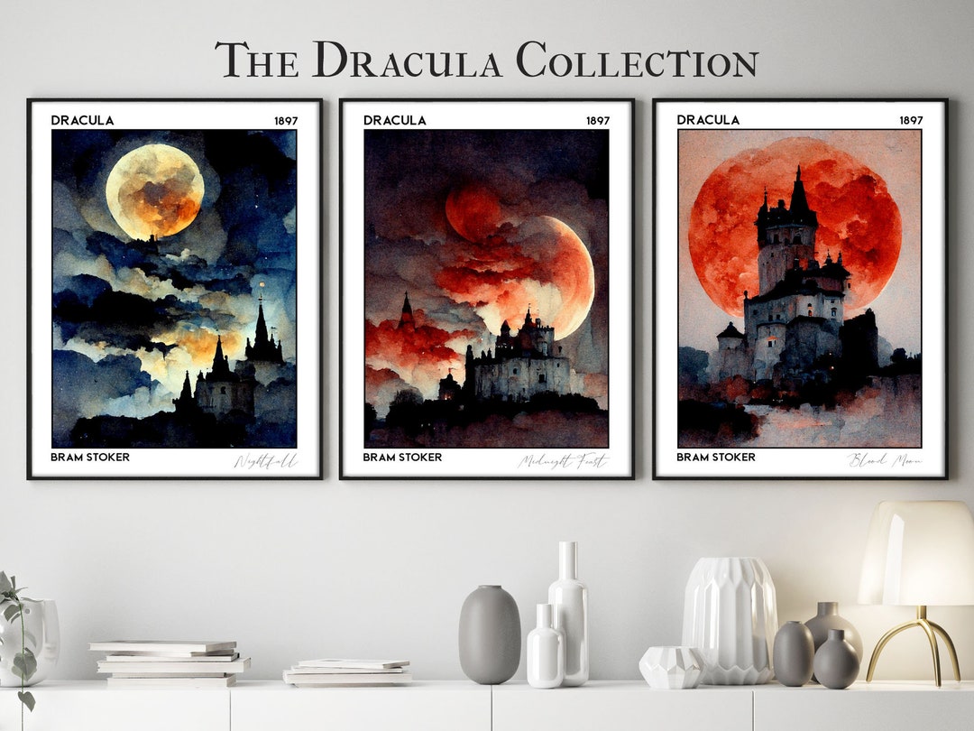 Dracula Set of 3 Prints, Dark Academia Book Posters, 3 Piece Gallery ...