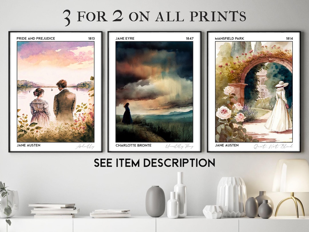Set of 3 Prints Special Offer, Book Posters for Bookish Reading Nook ...