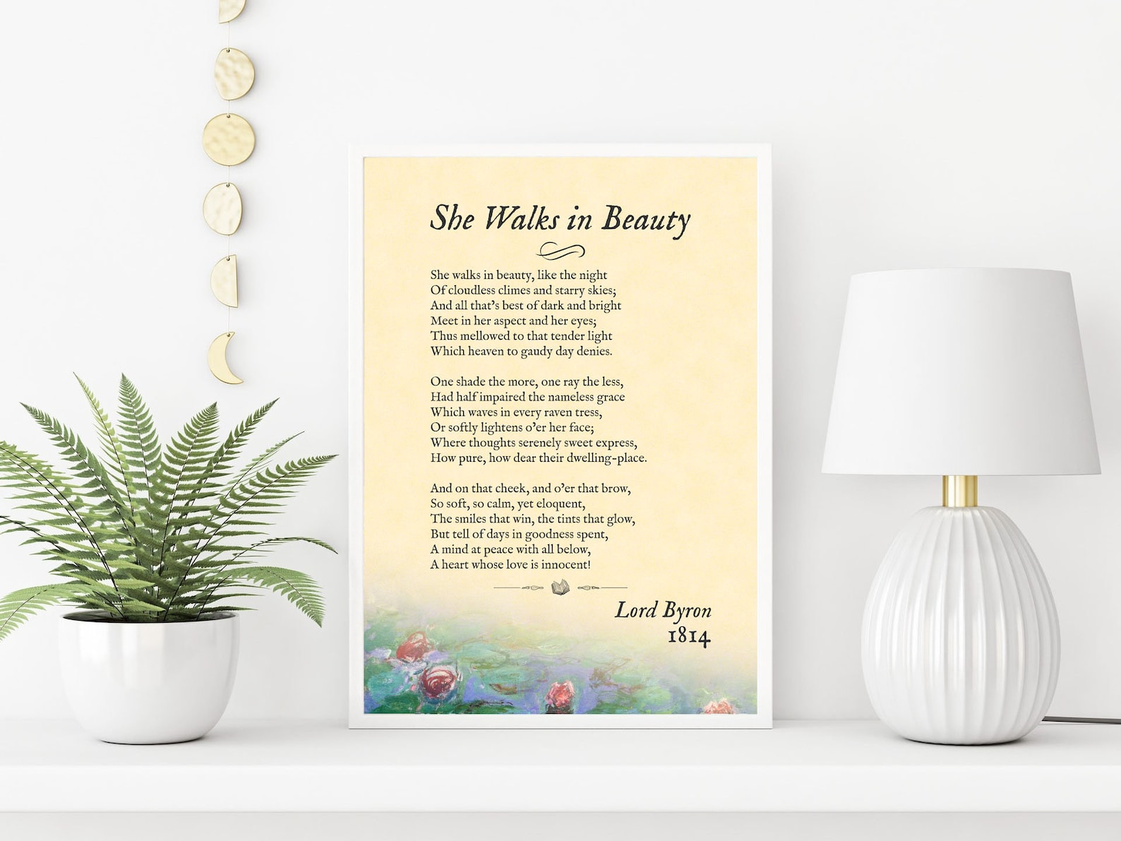 She Walks in Beauty Lord Byron Poetry Wall Art - Etsy