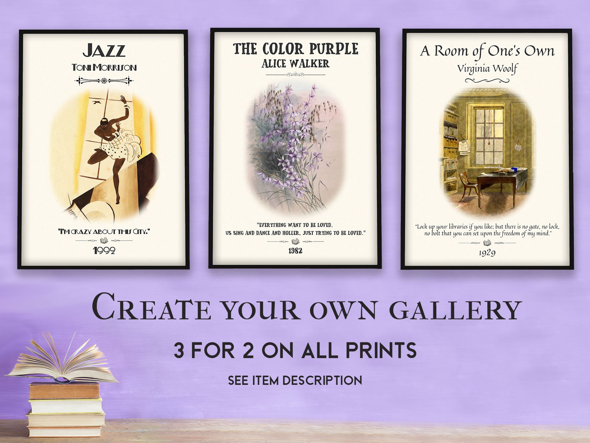 The Color Purple Feminist Poster Wildflower Book Cover Art | Etsy