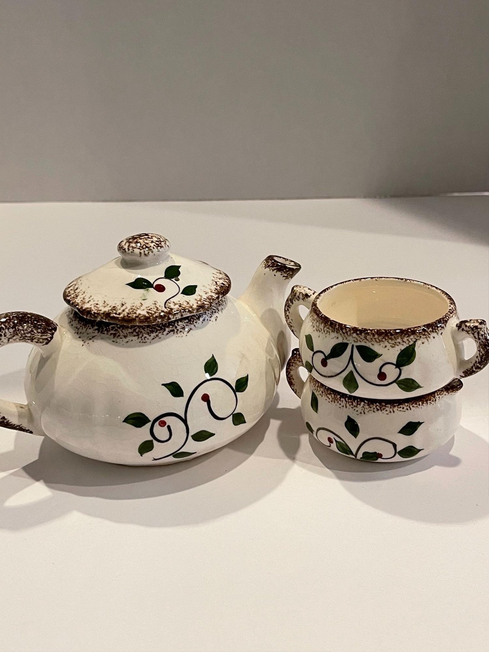 Vintage Rooster Tea Set Napco Sponged Teapot Creamer Sugar | Etsy