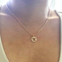 Smiley Face Necklace | Gold Chain - Etsy