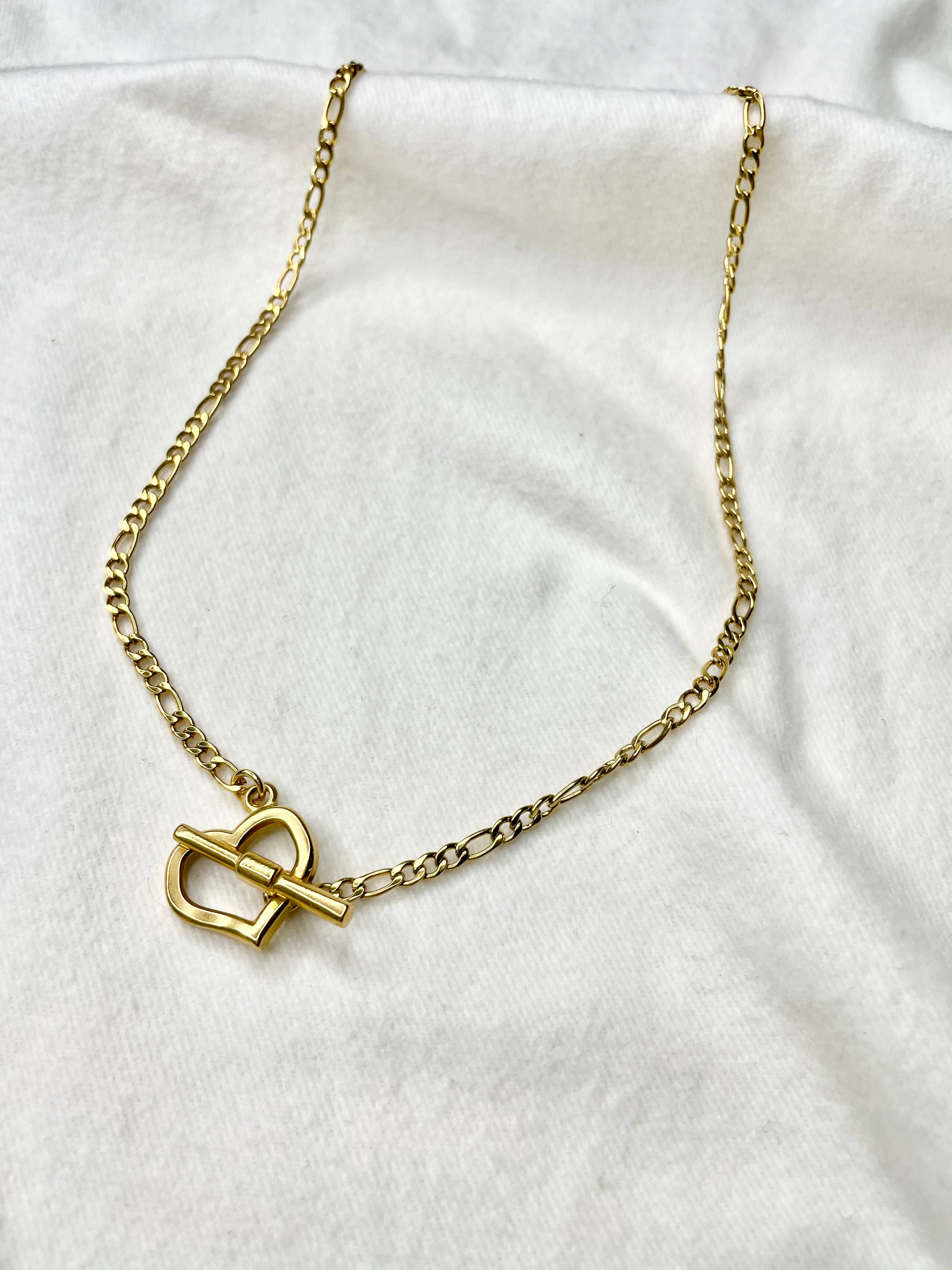 Gold Toggle Front Choker Muti-way Necklace Figaro Necklace - Etsy