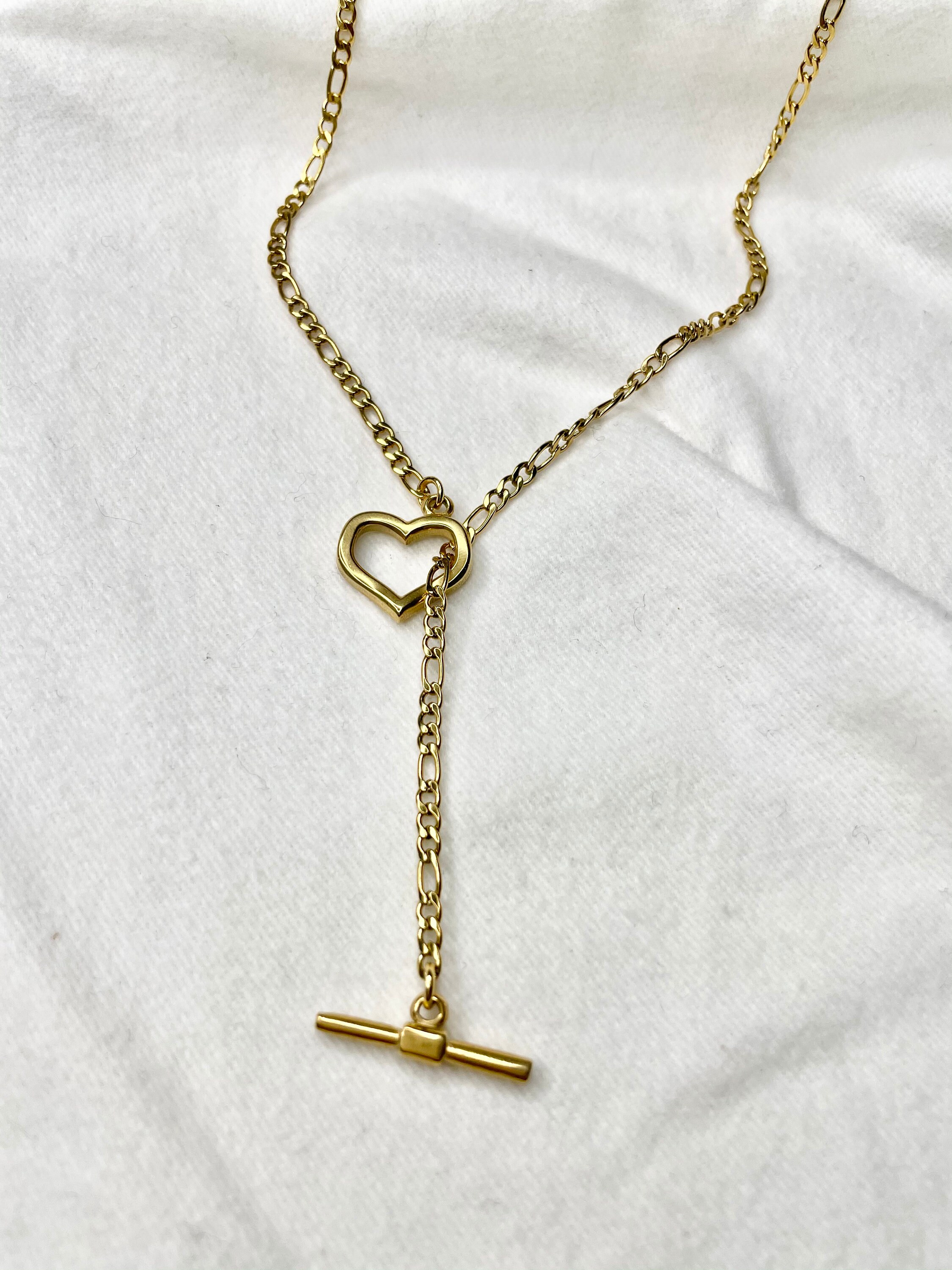 Gold Toggle Front Choker Muti-way Necklace Figaro Necklace - Etsy