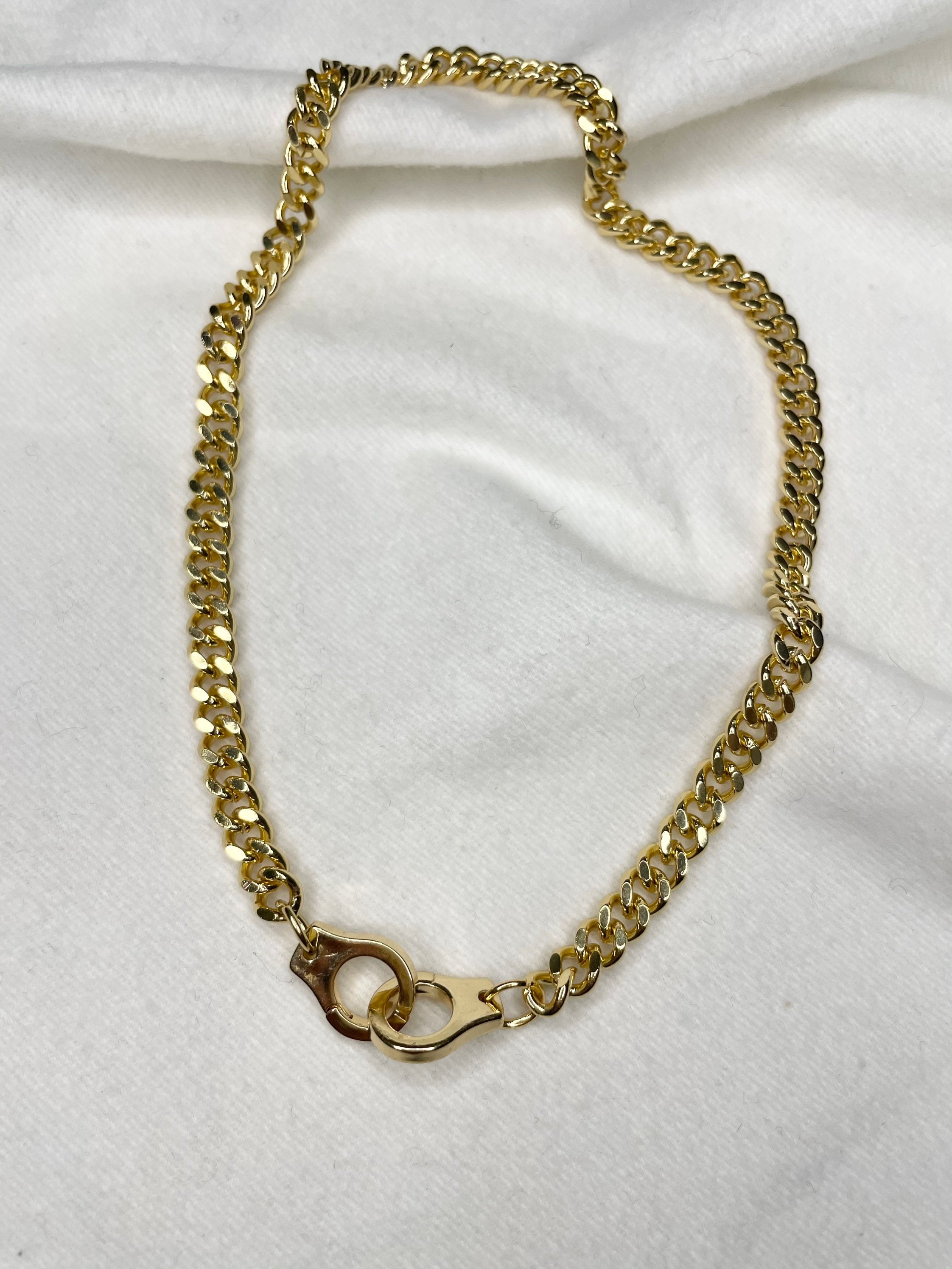 Gold Handcuff Necklace Handcuff Pendant Gold Cuban Chain - Etsy