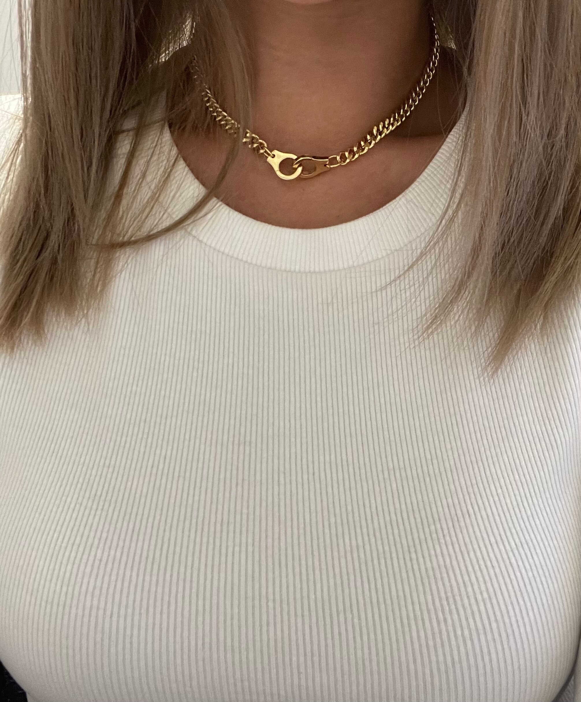 Gold Handcuff Necklace Handcuff Pendant Gold Cuban Chain - Etsy