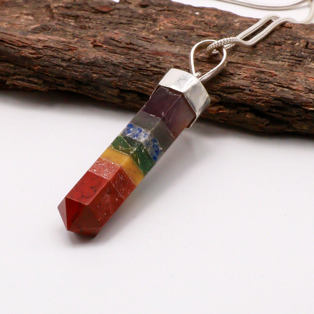 7 Chakra Stone Pendant 925 Sterling Silver Pendant 7 Chakra Stone ...