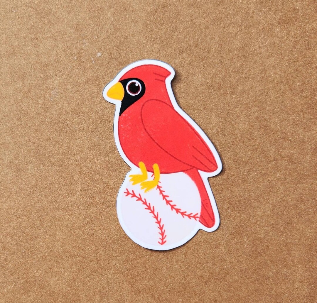 Cardinal on a Baseball- Die Cut Sticker for Laptop, Water Bottle or ...
