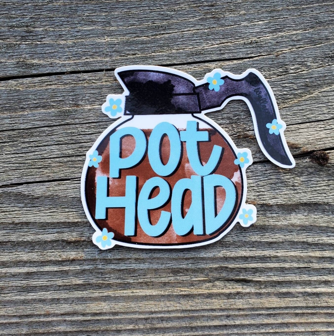 Pot Head Coffee Pot Sticker: Funny Laptop, Water Bottle Decal - Etsy