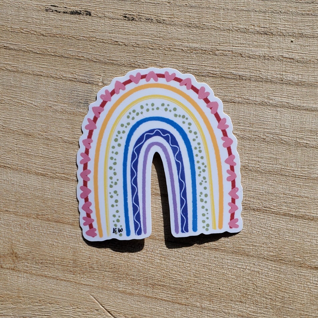 Boho Rainbow Sticker: Hand-drawn Die Cut Decal - Etsy
