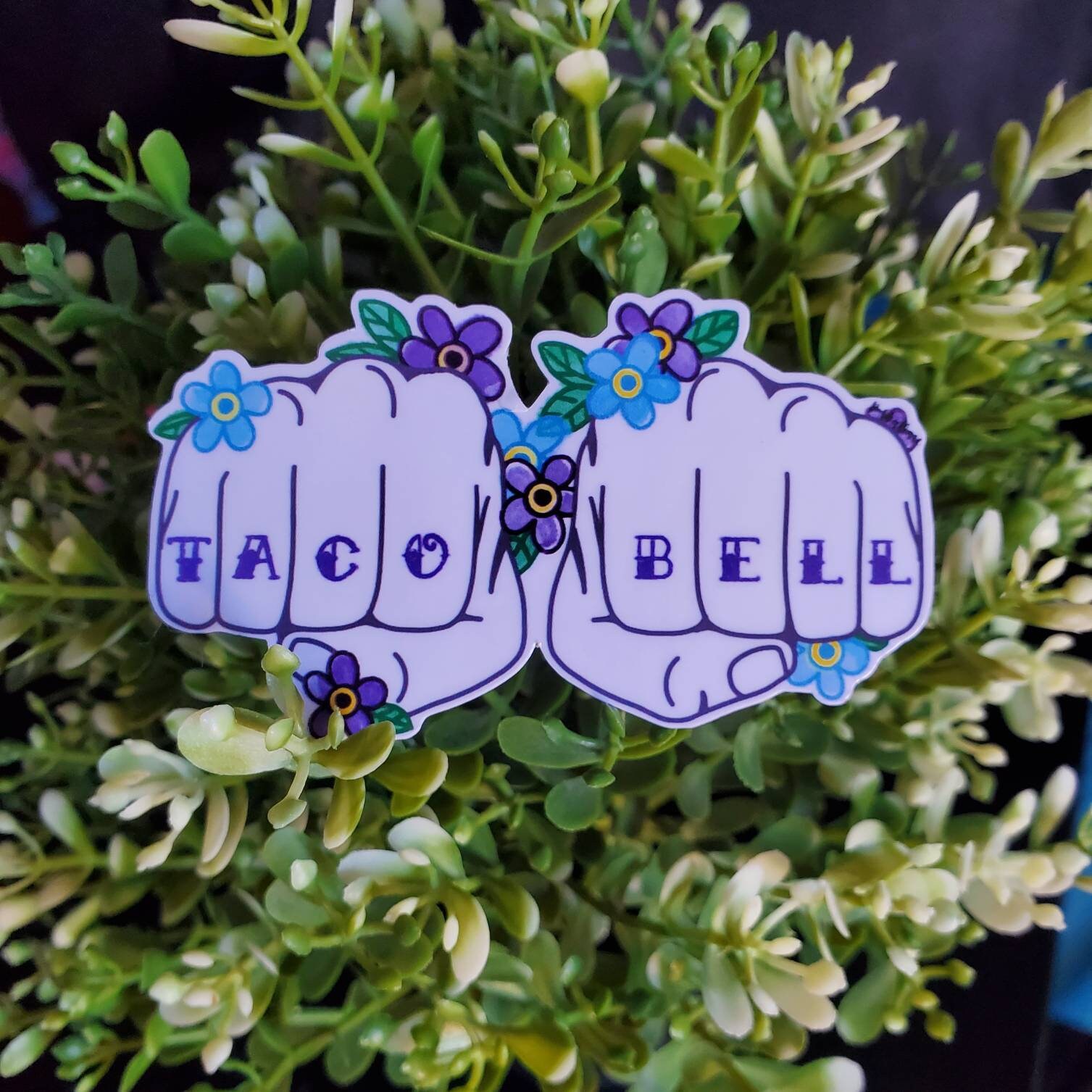 Taco Bell Knuckle Tattoo Die Cut Sticker for Laptop Water - Etsy