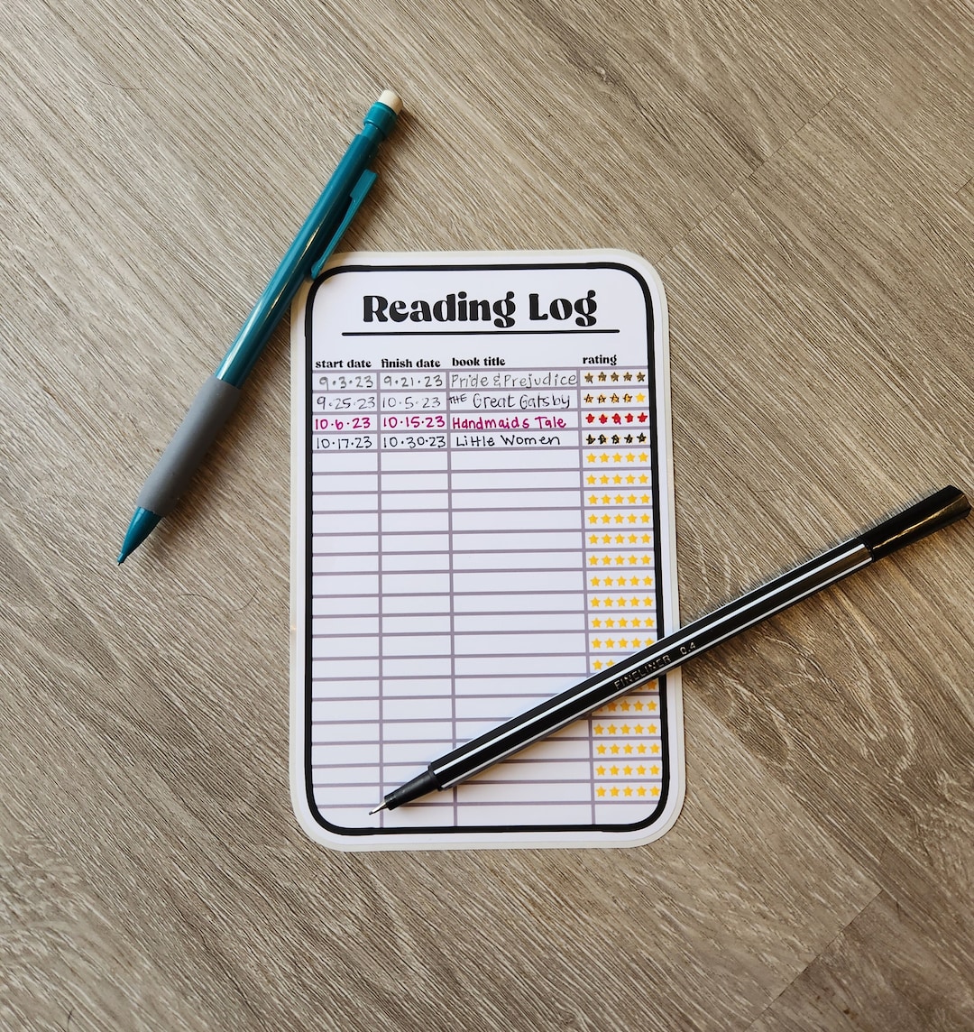 Reading Log Sticker 4x6 - Etsy