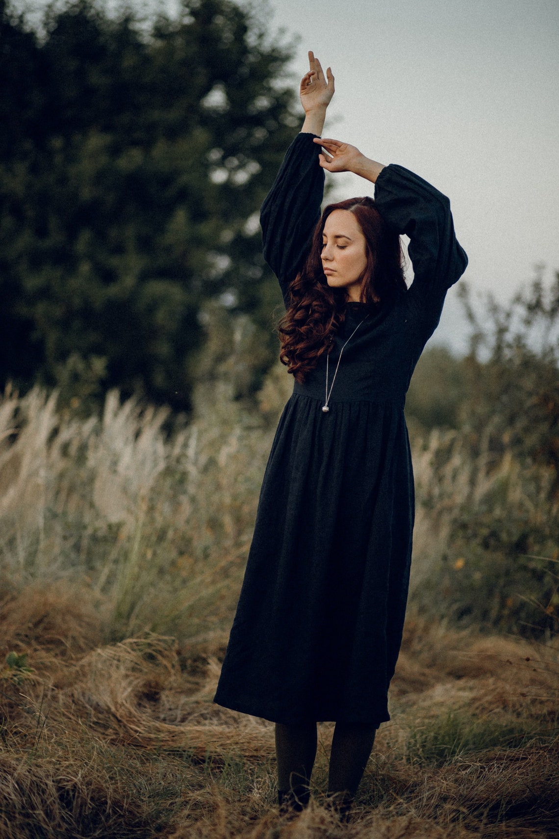 Washed Linen Dress in Black. Linen Clothing for Women - Etsy