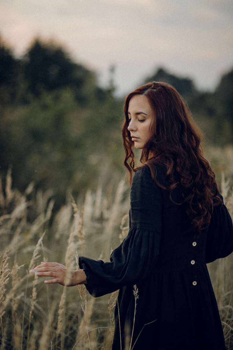 Washed Linen Dress in Black. Linen Clothing for Women - Etsy