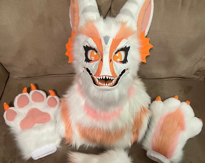 White, Salmon, Pink and Grey Dino Mask Mini Partial - Etsy