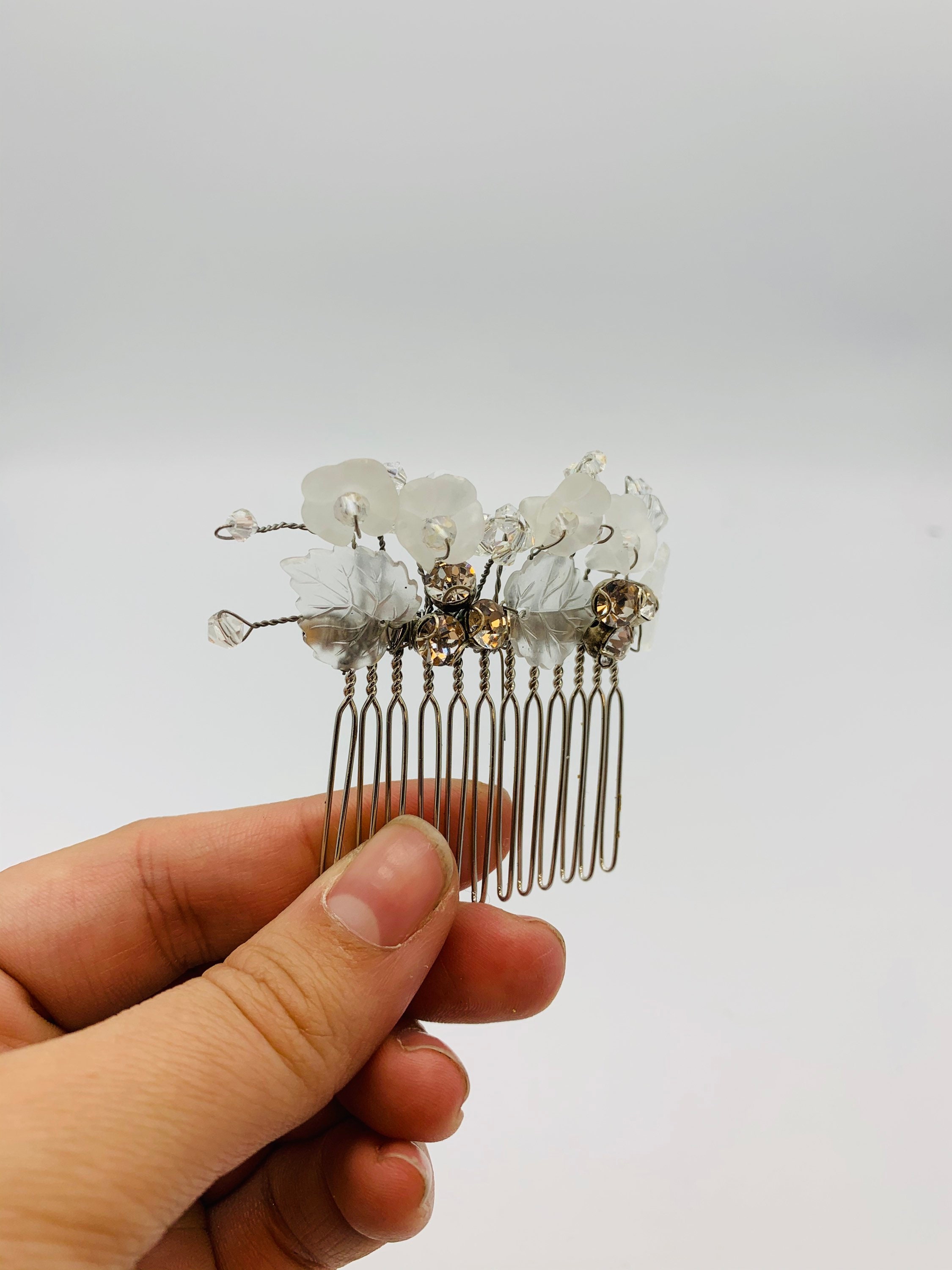 White Floral Mini Comb - Etsy