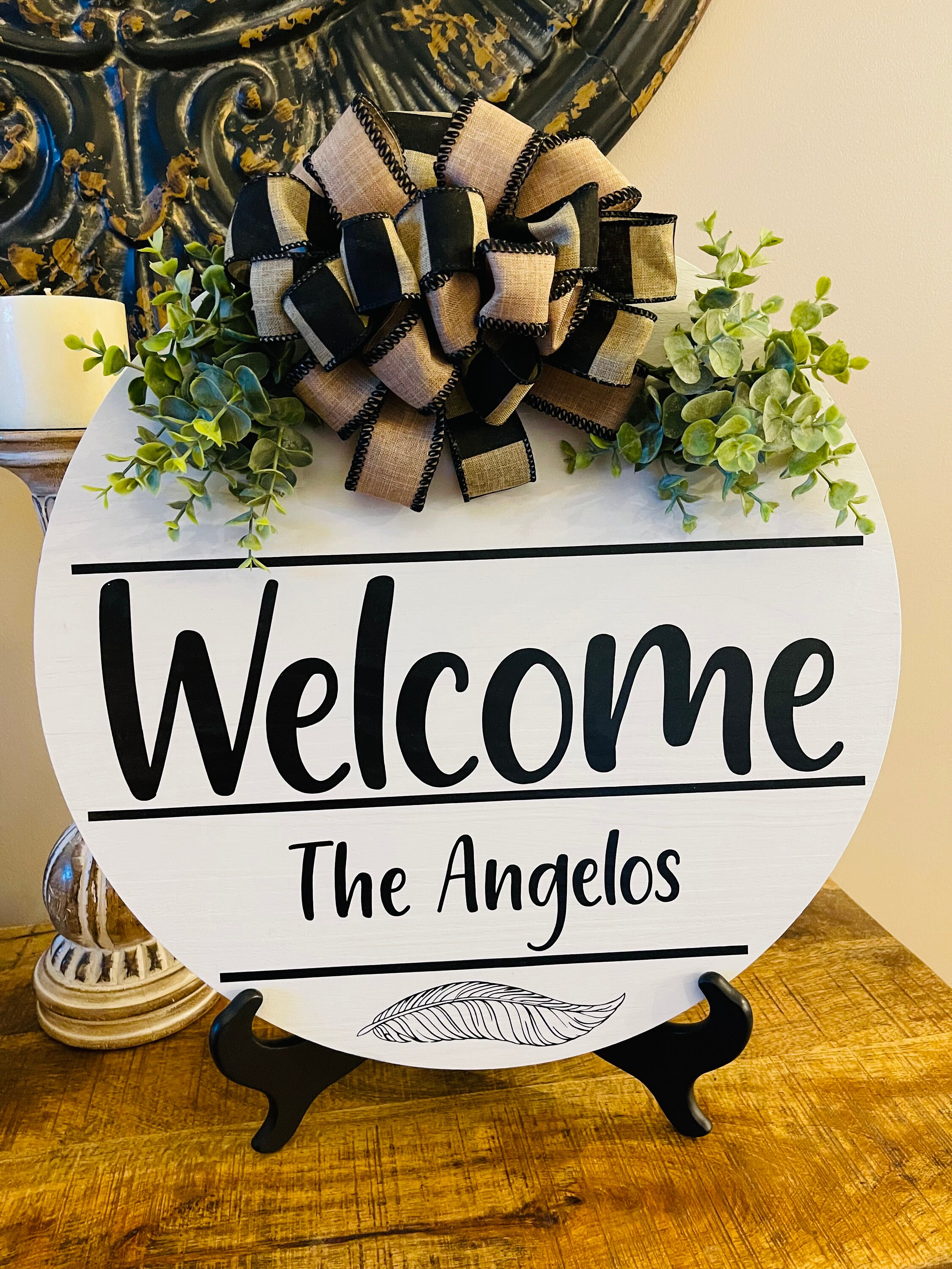 Personalized Welcome Feather 18 Wooden Door Hanger/door - Etsy