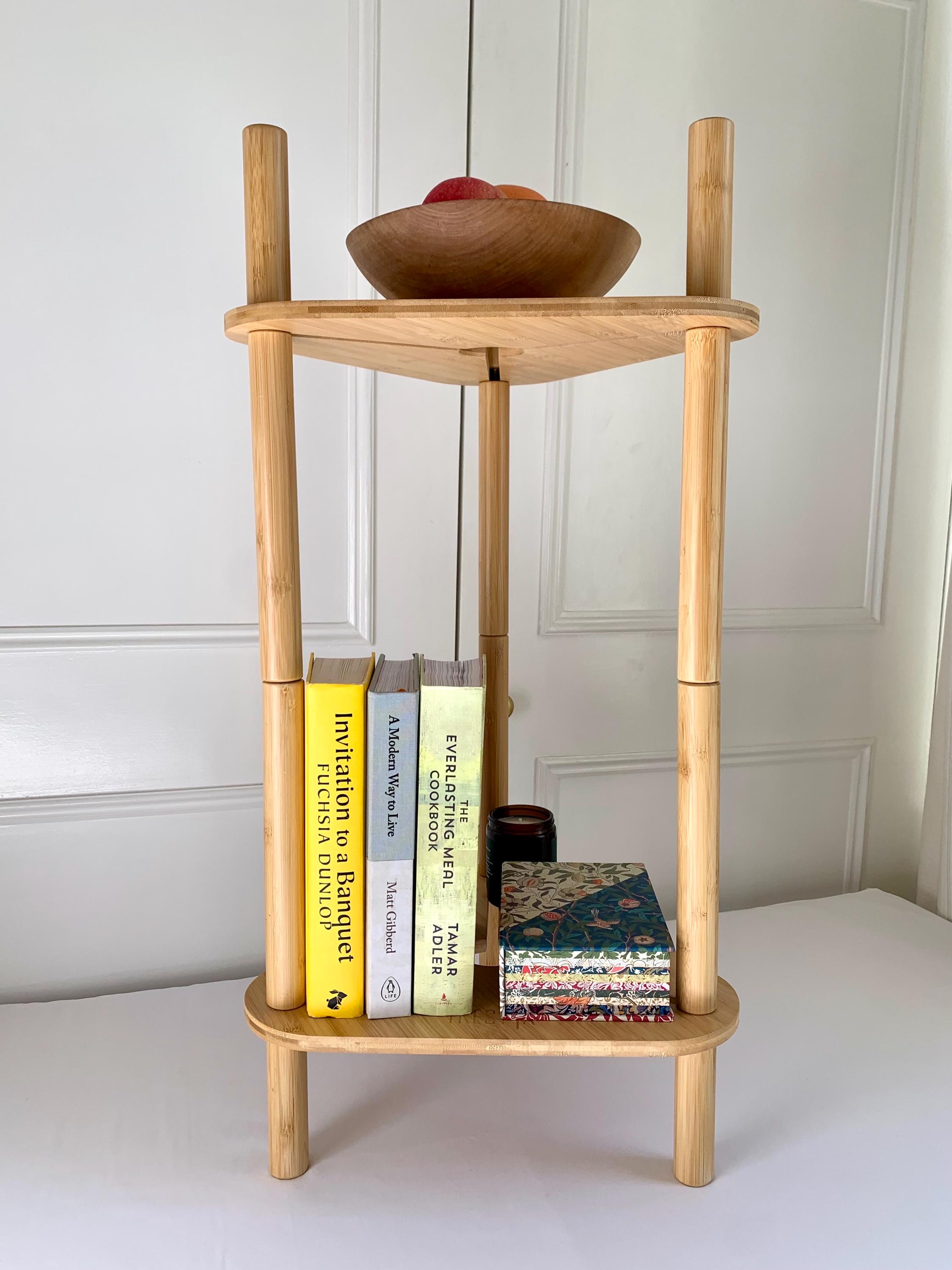 Adjustable Bamboo Plant Stand and Side Table, Modern Minimal MCM Style ...