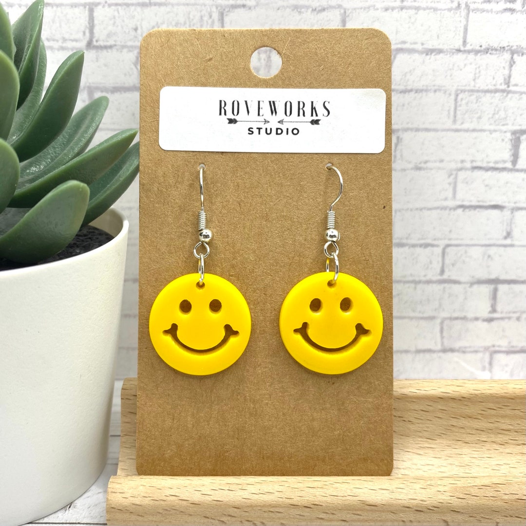 SMILEY FACE Earrings Smile Earrings Dangley Earrings Smilie Face ...