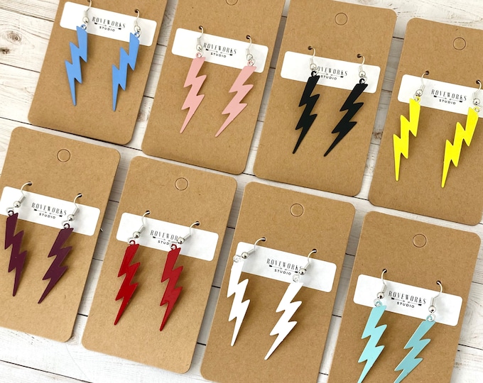 BIG Lightning Bolt Hoop Earrings. Available in 8 Different Colours ...