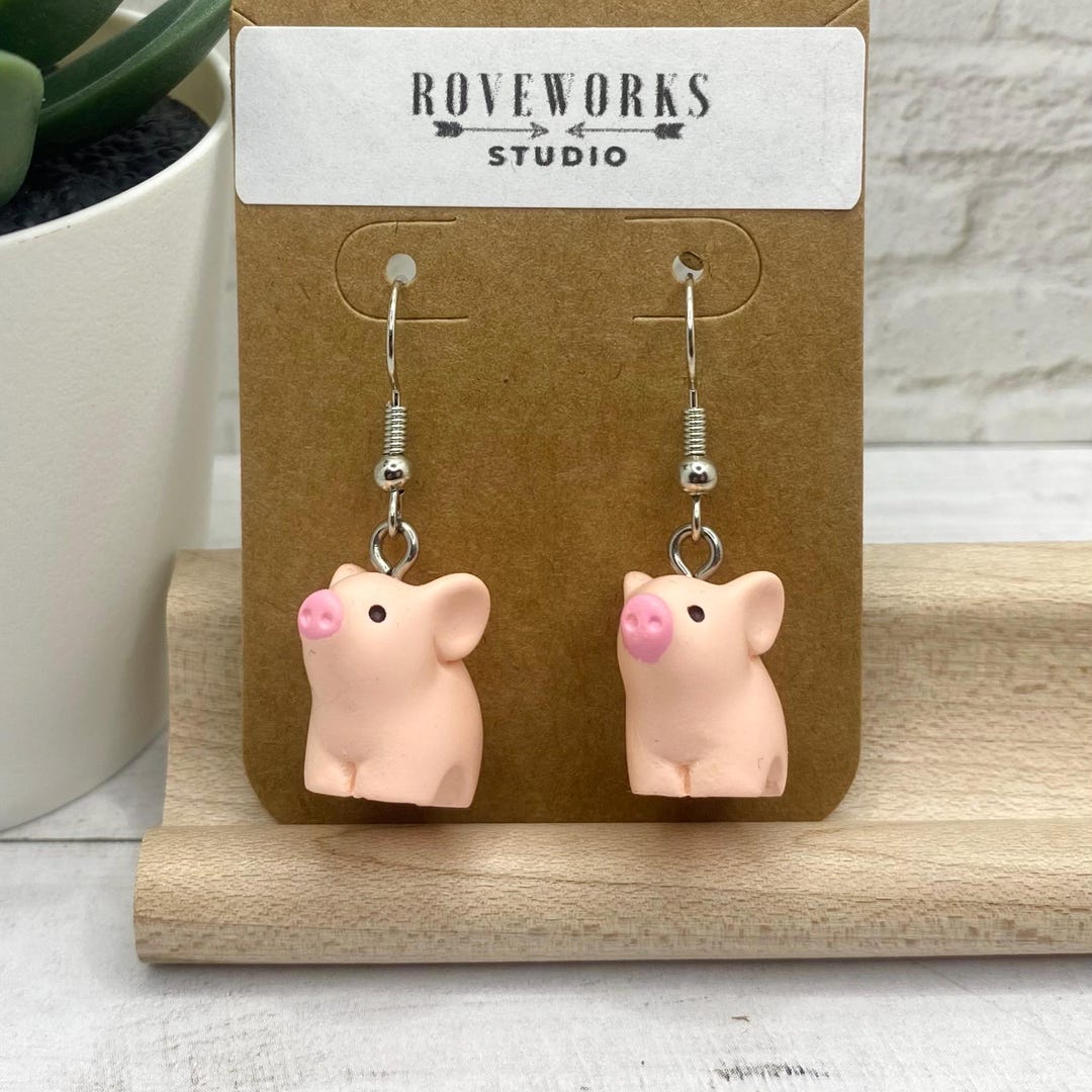 PIG EARRINGS Little Pink Pigs Fun Unique Dangley Piggy Farm Animals ...