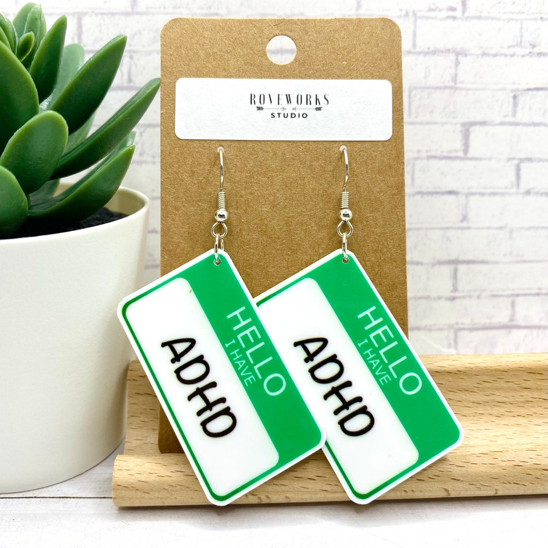 HELLO ‘I Have ADHD’ Earrings Statement Earrings Big Oversized Earrings ...