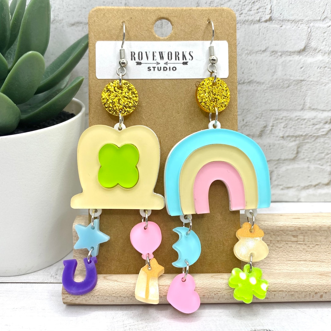 LUCKY CHARMS St. Patrick’s Day Earrings Leprechaun Hats Big Oversized ...