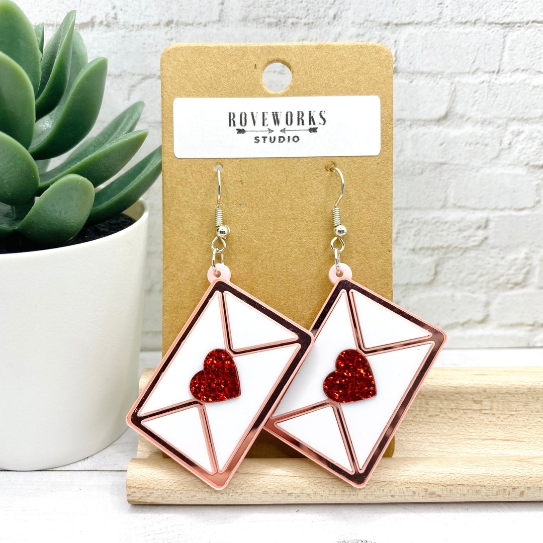 Big LOVE LETTER Heart Earrings Heart Earring Valentine’s Day Letters ...