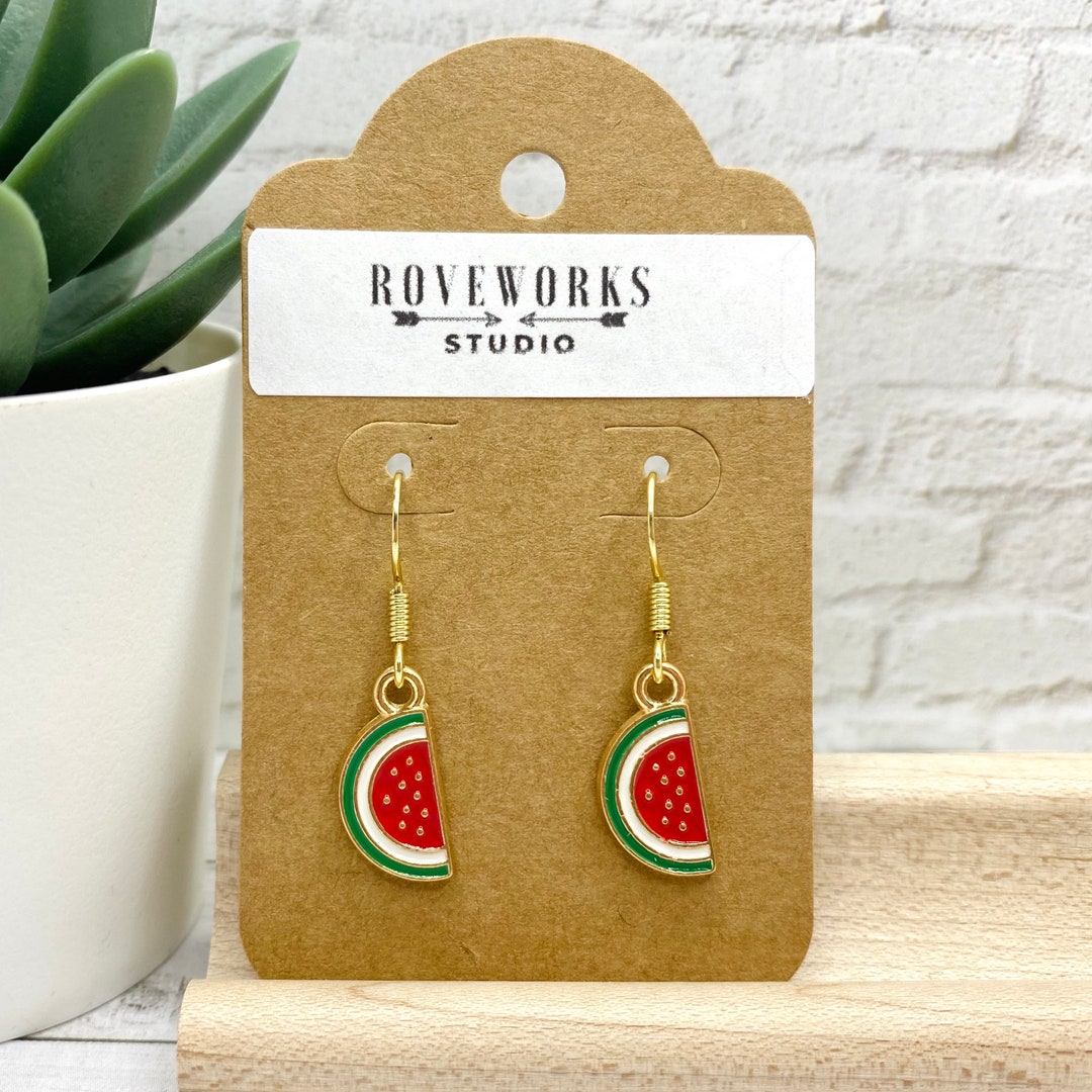 WATERMELON EARRINGS - Dainty Metal Fruit Earrings Food Earrings Melons ...