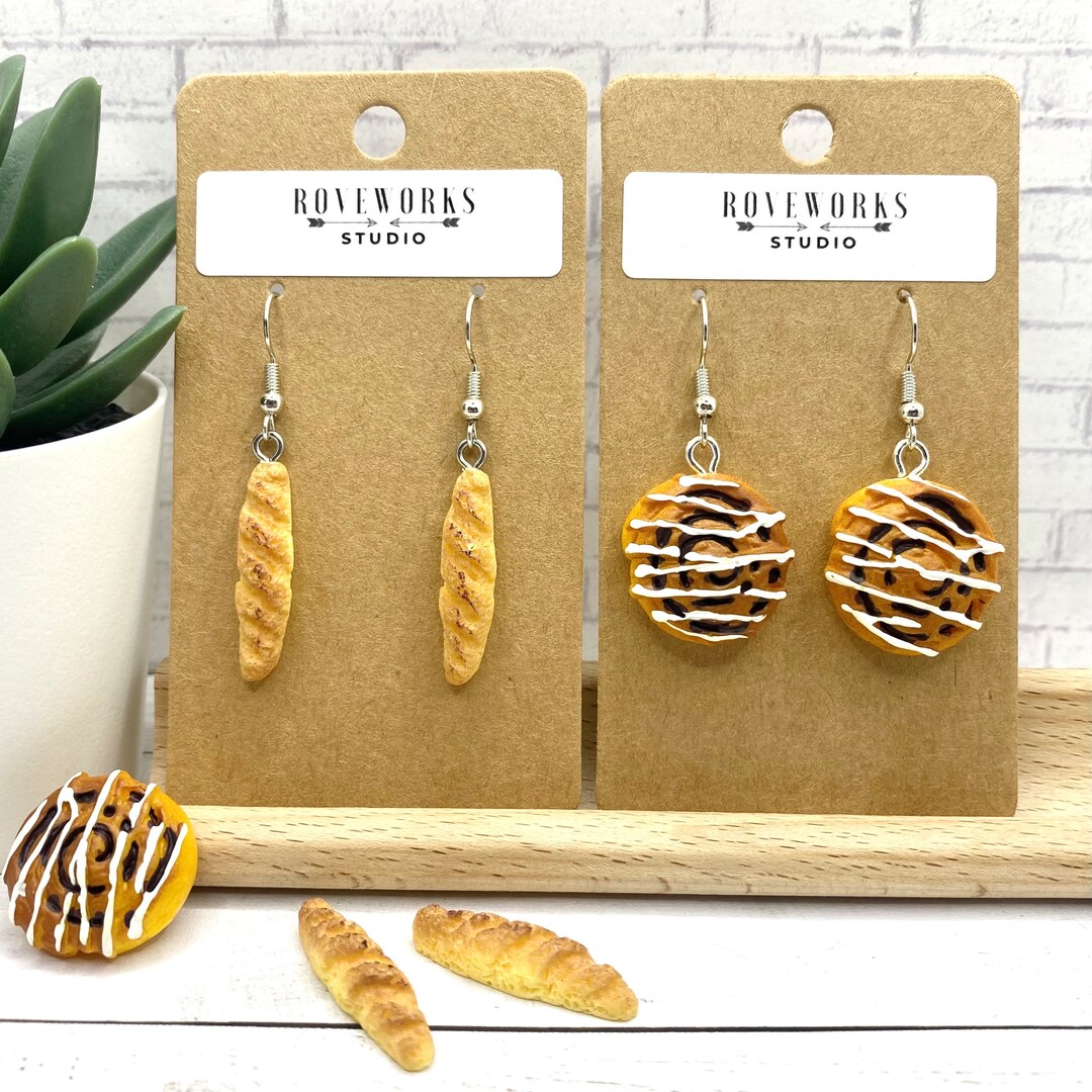 Bread & CINNAMON ROLL Earrings French Bread Dangley Baker Earrings ...